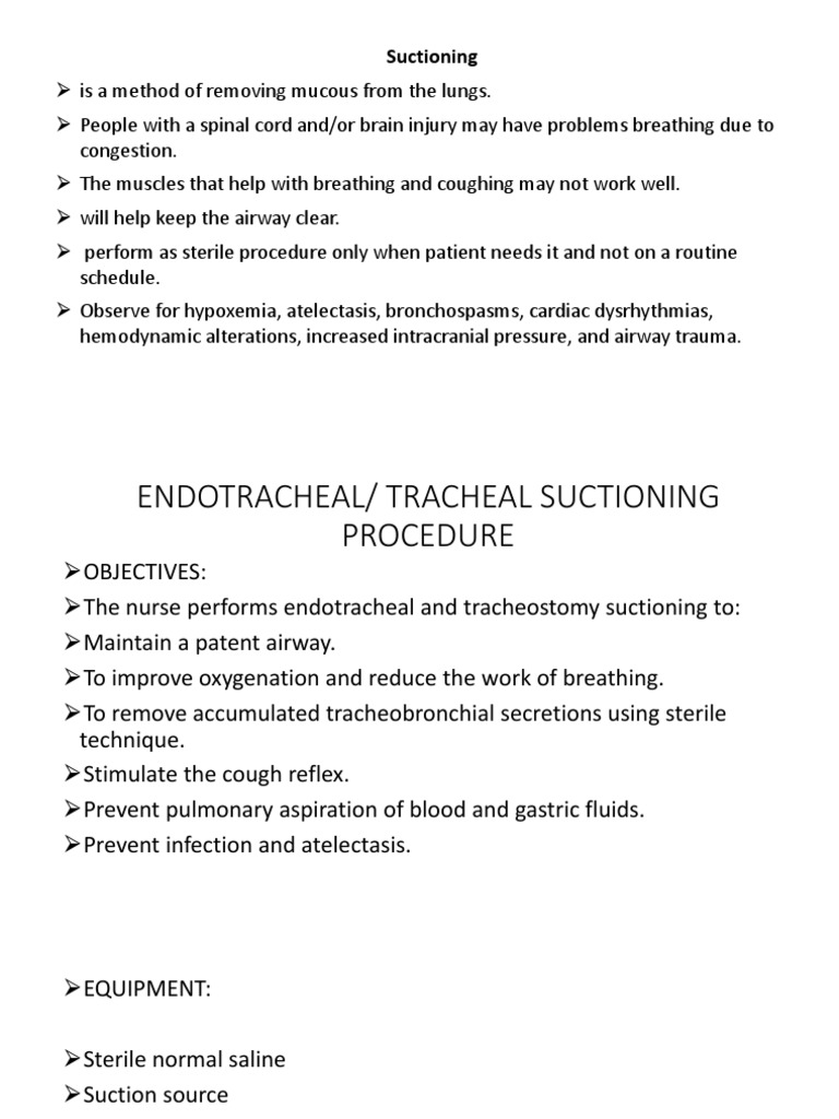 Suctioning | PDF | Respiratory Tract | Hypoxia (Medical)