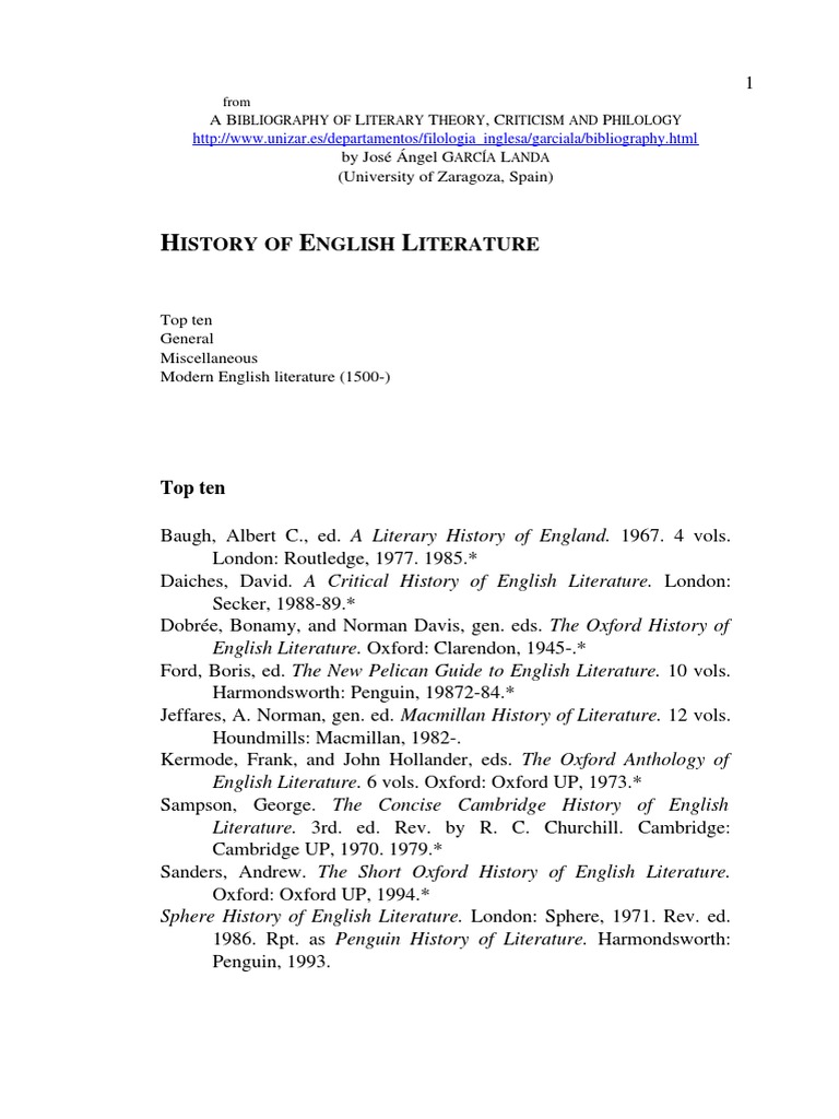 English Literature Authors Information | PDF | English Literature ...