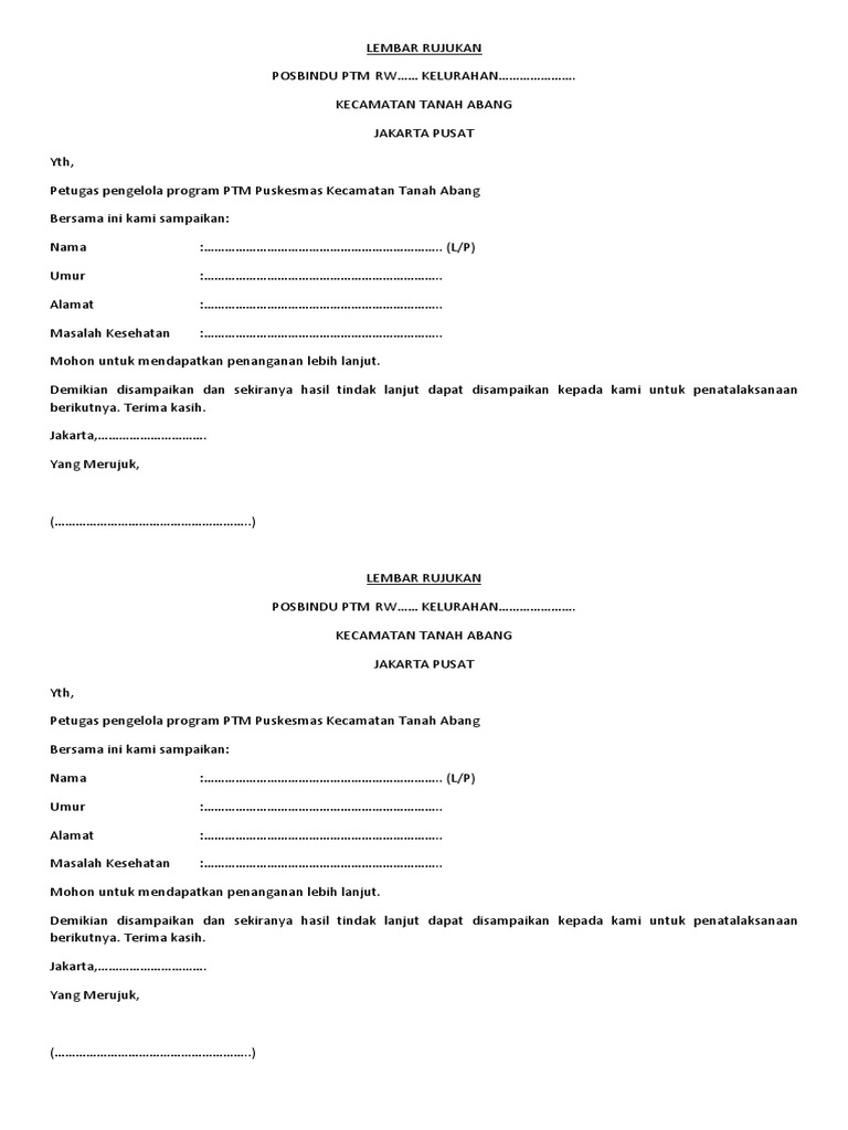 LEMBAR RUJUKAN Posbindu | PDF