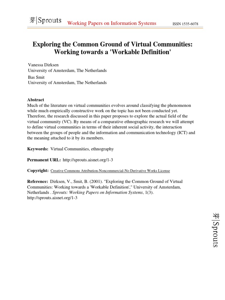 Exploring The Common Ground of Virtual Communities | PDF | Community ...