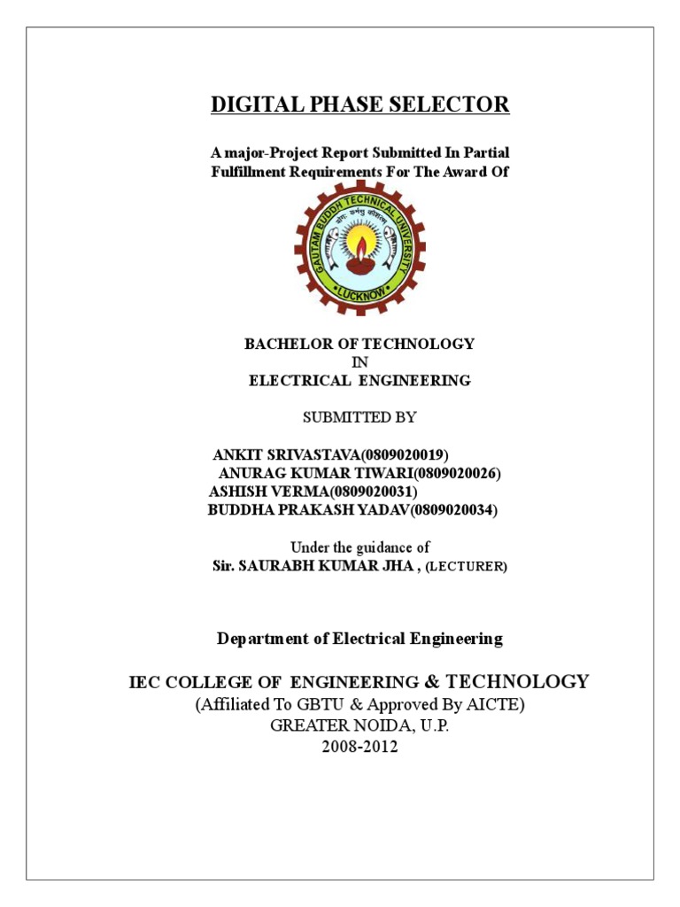 Digital Phase Selector Project Report | PDF | Electronic Circuits ...