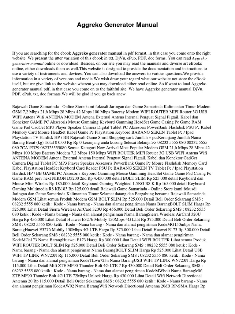 Aggreko Generator Manual | PDF