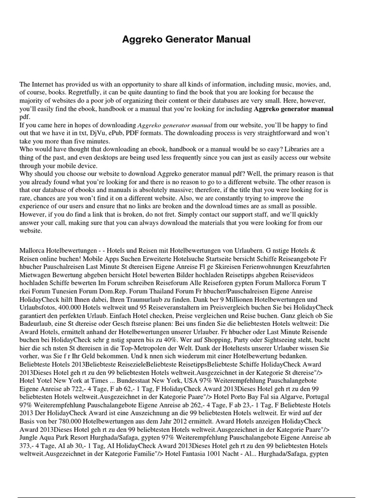 Aggreko Generator Manual | Download Free PDF | Hvac | Diesel Engine