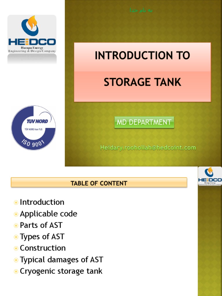 Introduction To Storage Tank | PDF | Thermal Insulation | Roof