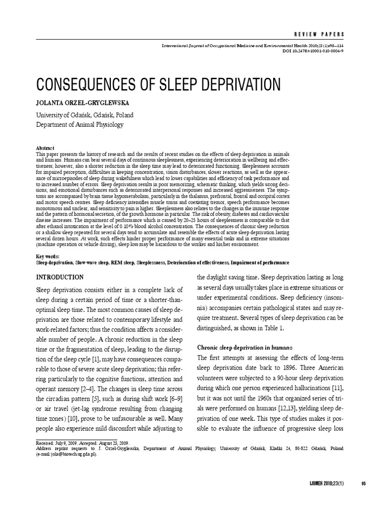 Effects of Sleep Deprivation | PDF | Sleep Deprivation | Sleep