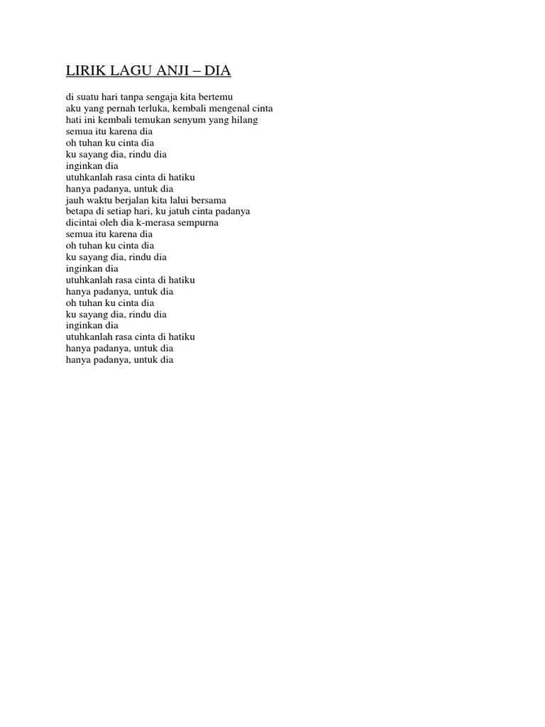 Lirik Lagu Cinta dan Kerinduan | PDF | Puisi