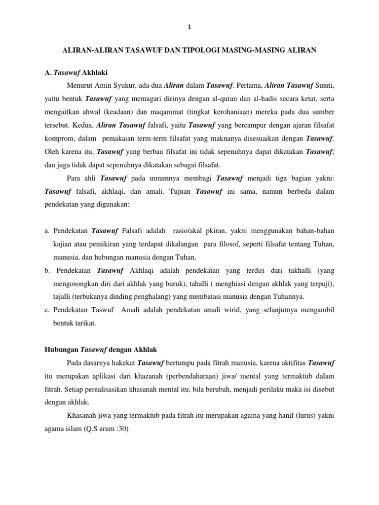 Aliran Tasawuf dan Tipologinya | PDF