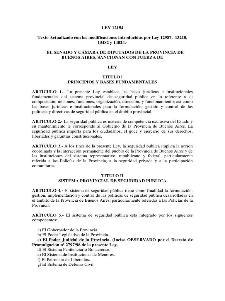 Ley 12154 | PDF | Policía | Votación