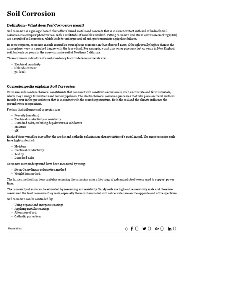Understanding Soil Corrosion Factors | PDF | Corrosion | Soil