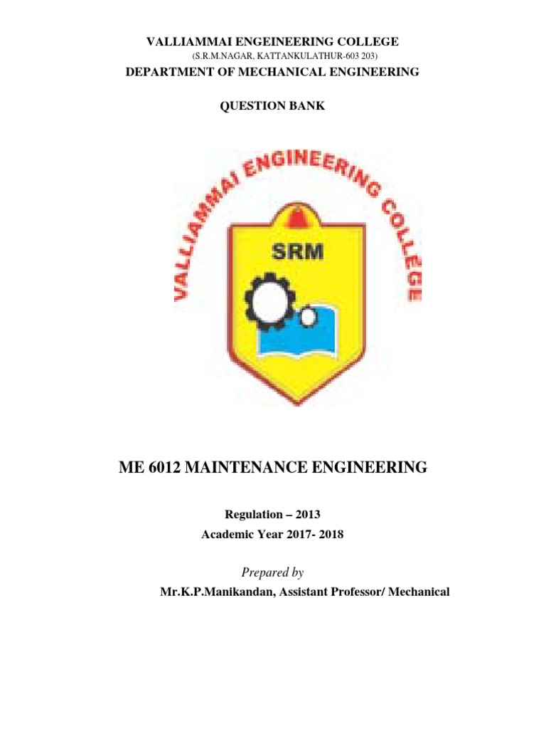 ME6012 Maintenance Engineering | PDF | Reliability Engineering ...