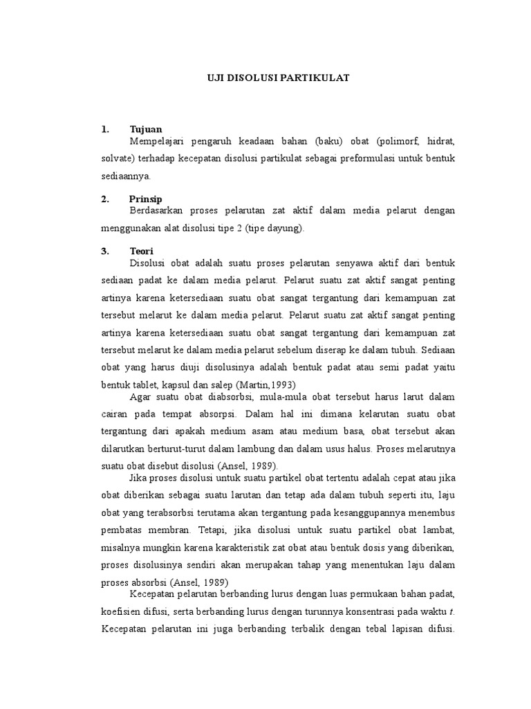 Uji Disolusi Partikulat | PDF