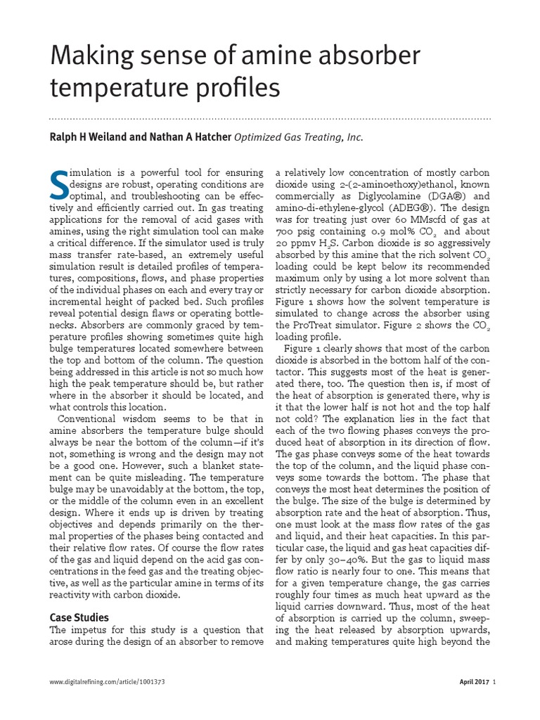 Amine Absorber | PDF | Carbon Dioxide | Gases