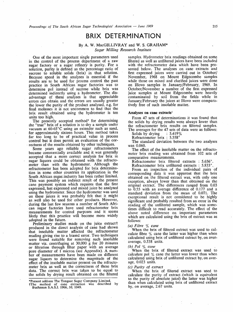 Brix Determination | PDF | Filtration | Sugar