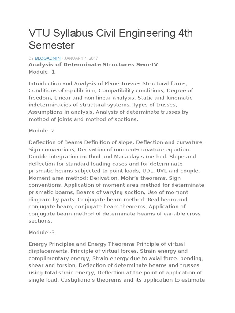 Vtu Syllabus | PDF | Beam (Structure) | Concrete