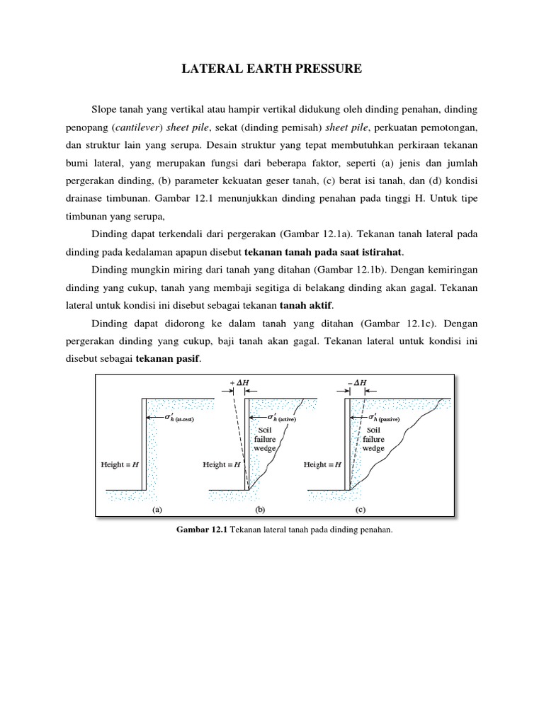 Lateral Earth Pressure | PDF