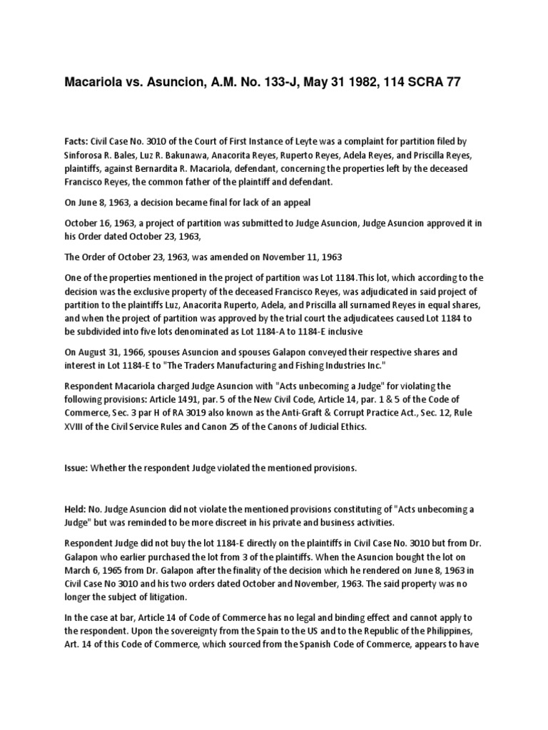 Macariola Vs Asuncion | PDF | Sovereignty | Lawsuit