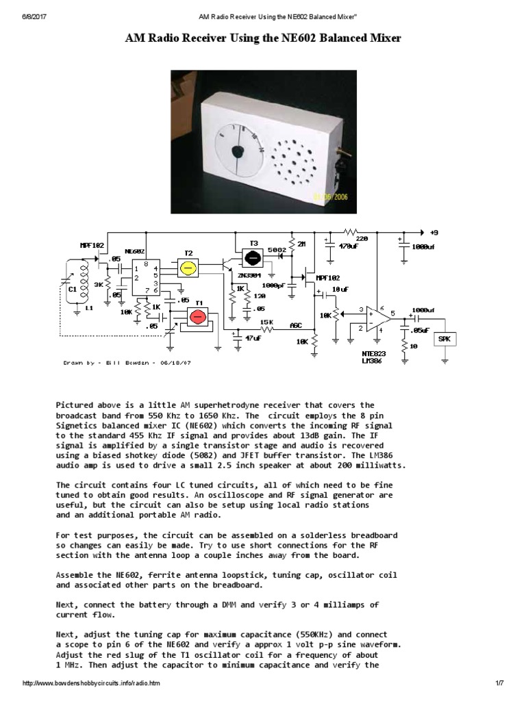 AM Radio Receiver Using The NE602 Balanced Mixer | PDF | Antenna (Radio ...