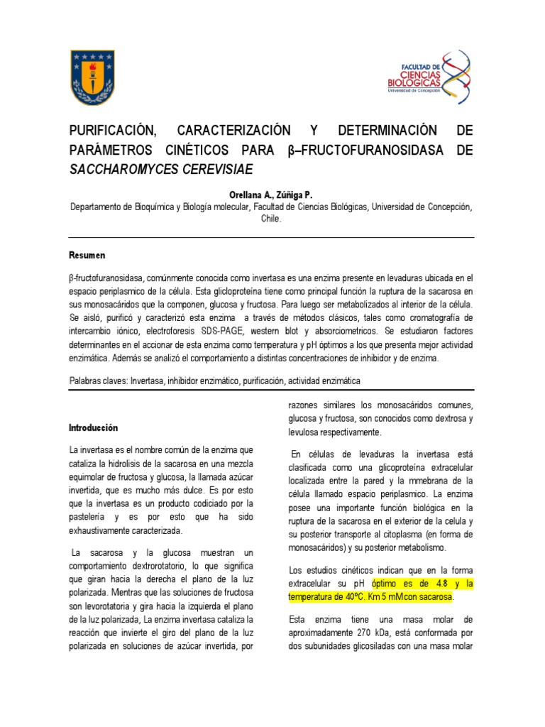 Invertasa | PDF | Enzima | Inhibidor de la enzima