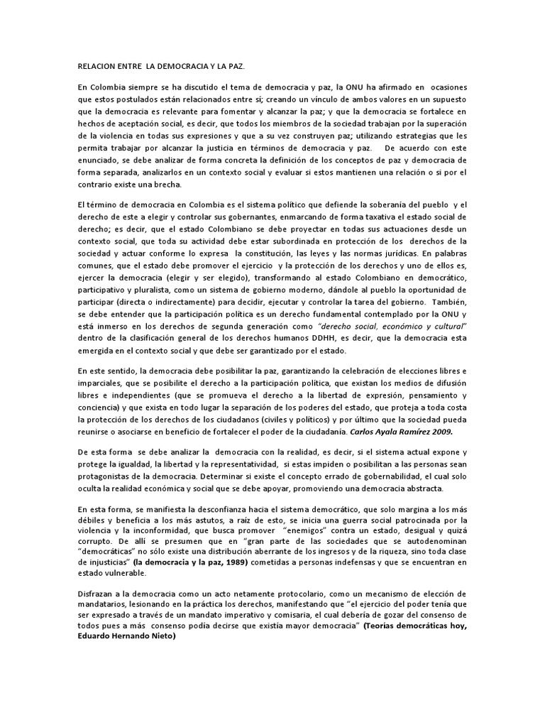 Democracia y Paz en Colombia | PDF | Democracia | Ideologías políticas