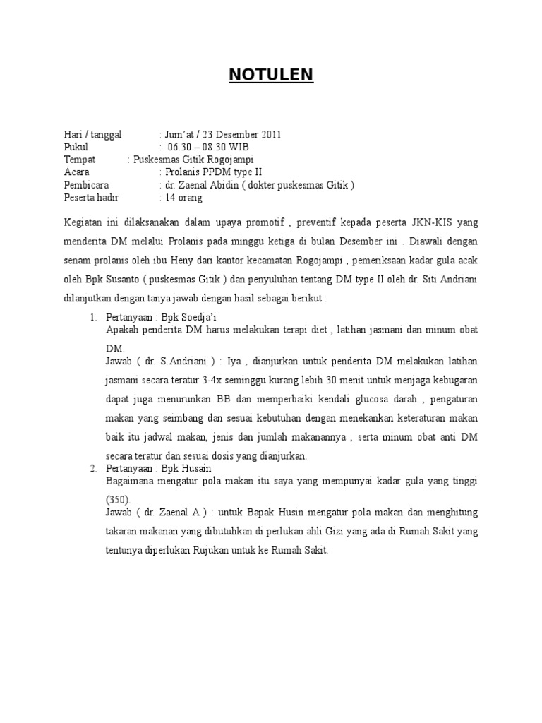 Contoh Notulen | PDF