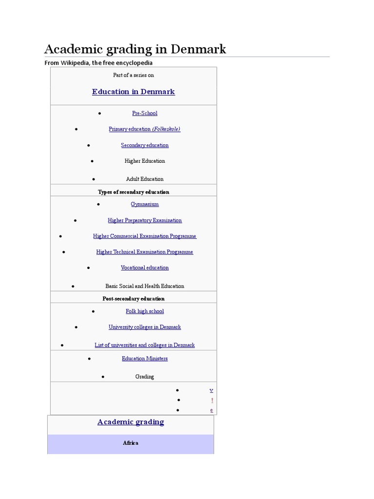 Academic Grading in Denmark | PDF | Educational Stages | Behavior ...