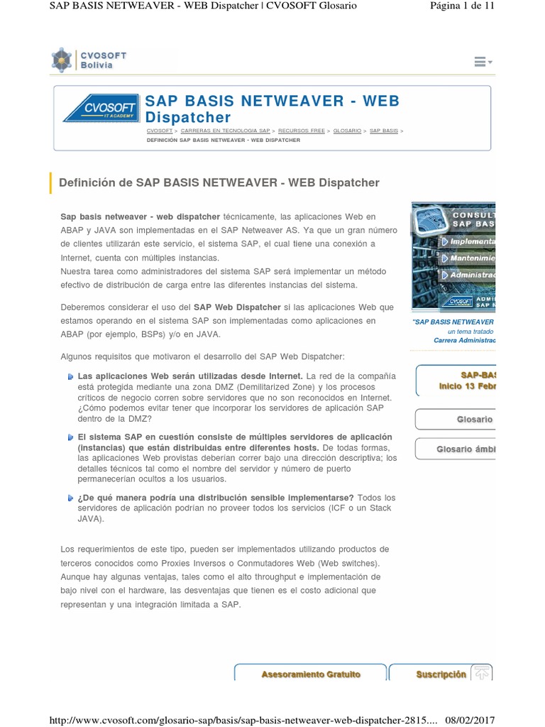 Sap Web Dispatcher | PDF | Sap Se | Aplicación web