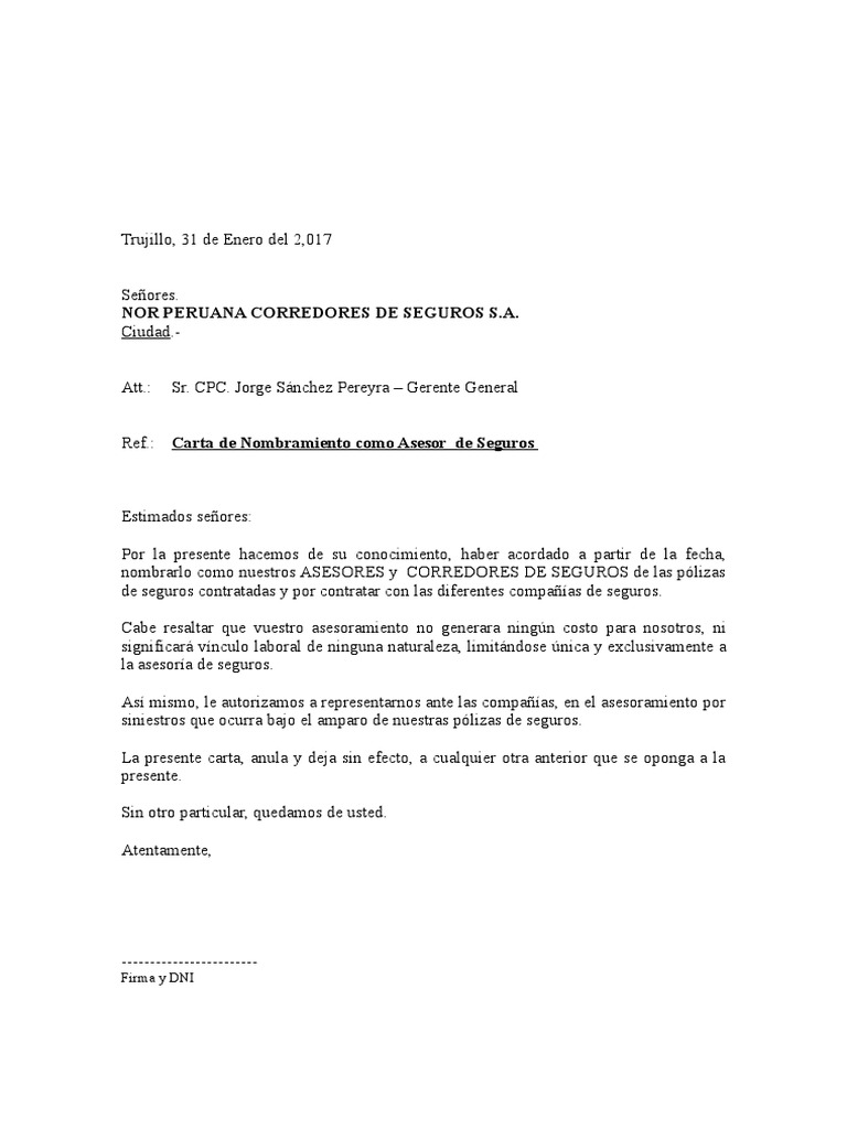 Carta Nombramiento | PDF