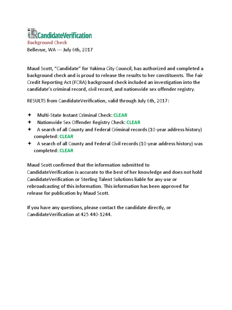 Background Check: Clear Clear Clear Clear | PDF