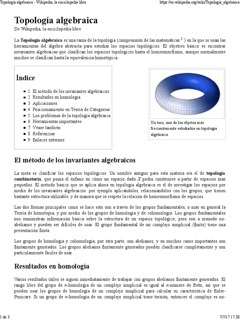 Topología Algebraica | PDF | Topología algebraica | Álgebra abstracta