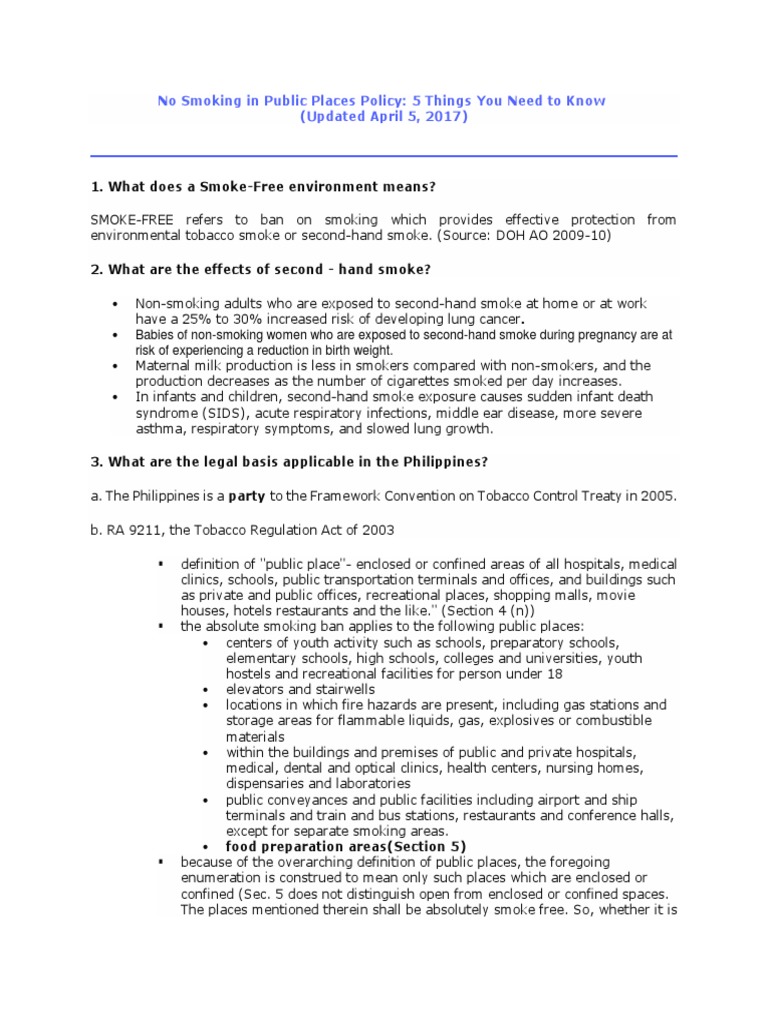 No Smoking in Public Places Policy | PDF | Determinants Of Health | Smoke