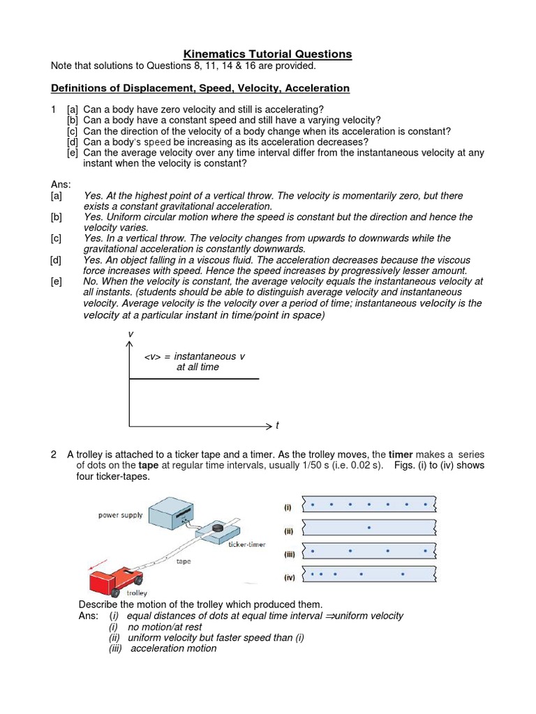 Kinematics Questions & Solutions | PDF | Velocity | Acceleration
