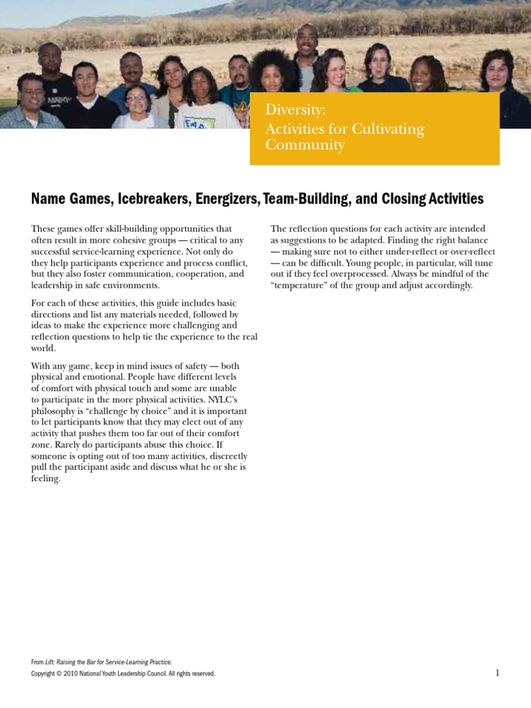 Name Games, Icebreakers, Energizers, Team-Building, and Closing ...