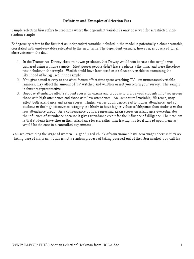 Heckman Selection Model | PDF | Errors And Residuals | Coefficient Of Determination