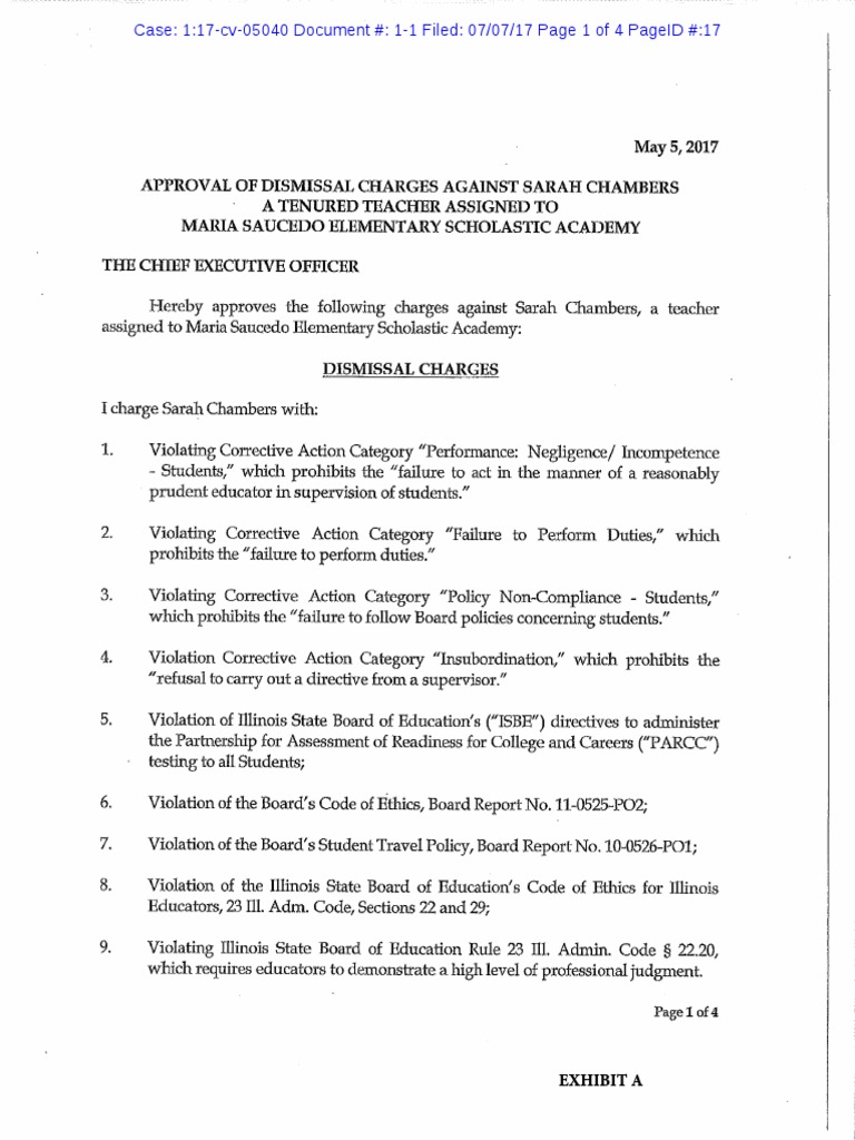 CPS Charges Against CPS Teacher Sarah Chambers | PDF