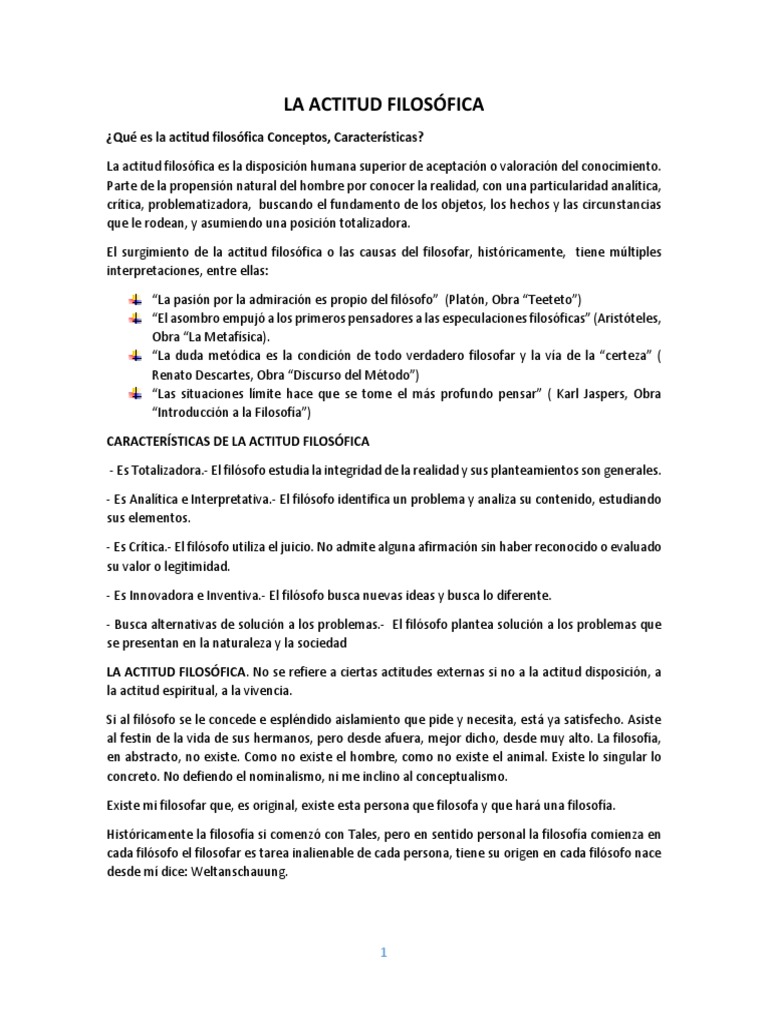 Definición de Actitud Filosófica | PDF | Conocimiento | René Descartes