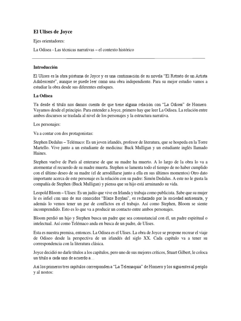 El Ulises De Joyce Pdf Ulises Novela James Joyce