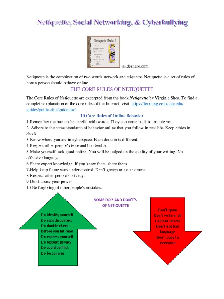 Ed 505 Digital Citizenship Project - Netiquette-2 | PDF | Cyberbullying ...