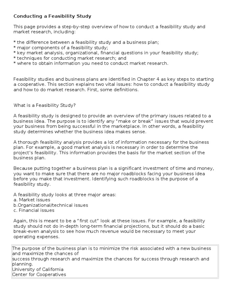 Conducting A Feasibility Study | PDF | Feasibility Study | Market ...