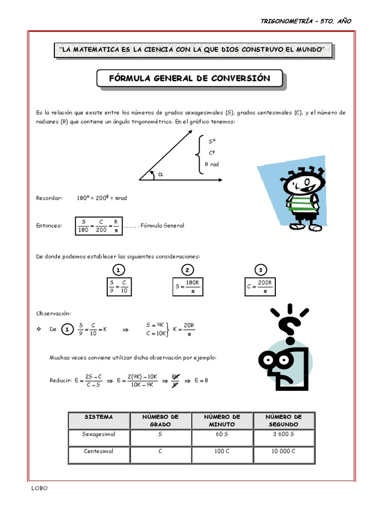Guia 3 - Fórmula General de Conversión | PDF | Pi | Geometría triangular