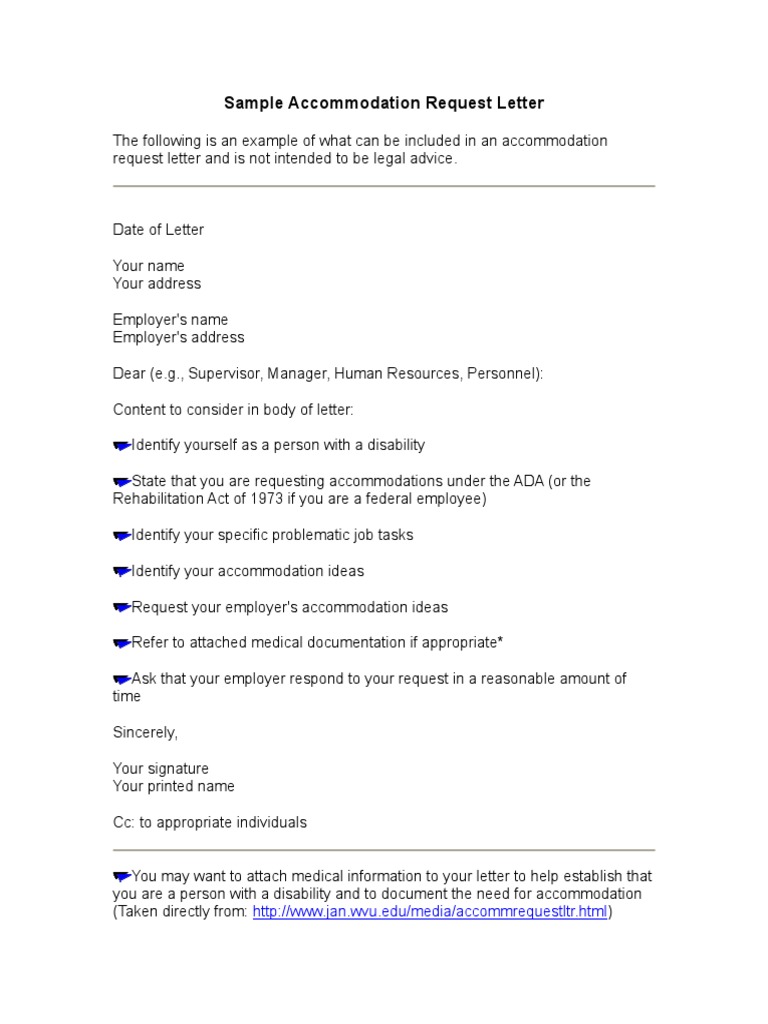 Sample Accommodation Request Letter | PDF