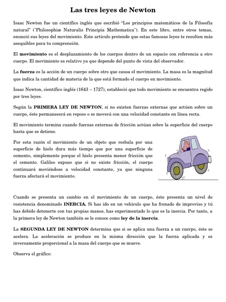 Las Tres Leyes de Newton | PDF | Las leyes del movimiento de Newton | Masa