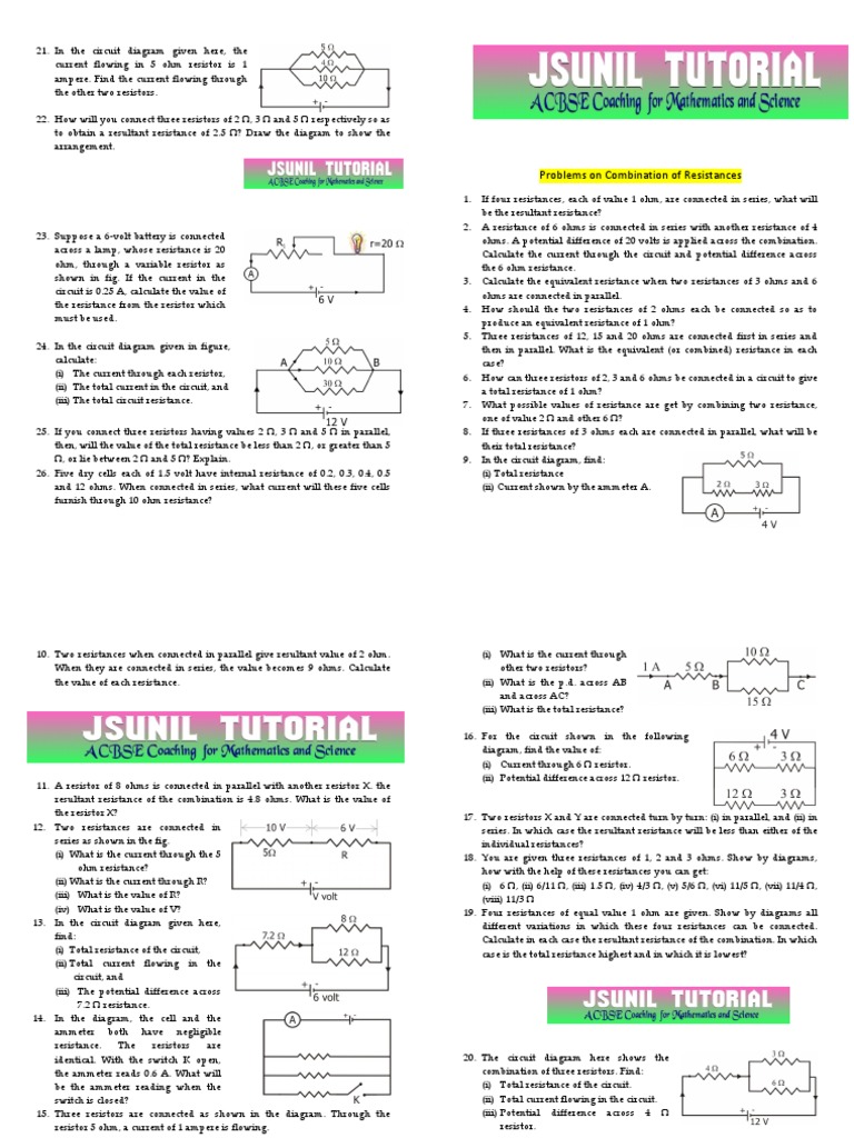 10th Electricity - Problems On Combination of Resistances | Download ...