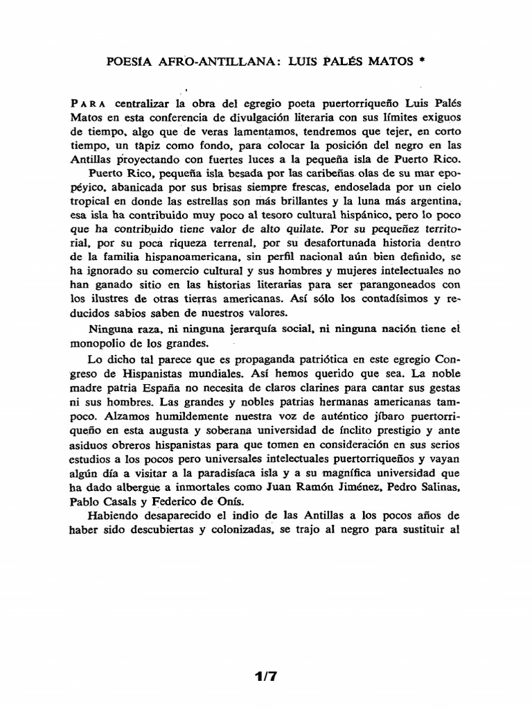 Luis Palés Matos: Poesía Afro-Antillana | PDF | Puerto Rico | Esclavitud
