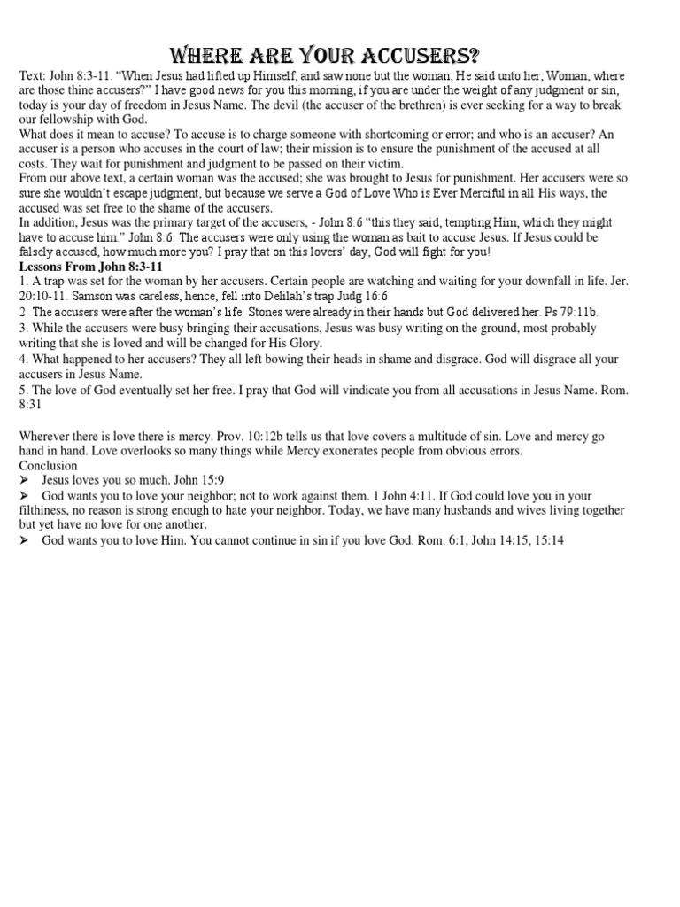 Where Are Your Accusers | PDF | Last Judgment | Religious Behaviour And ...