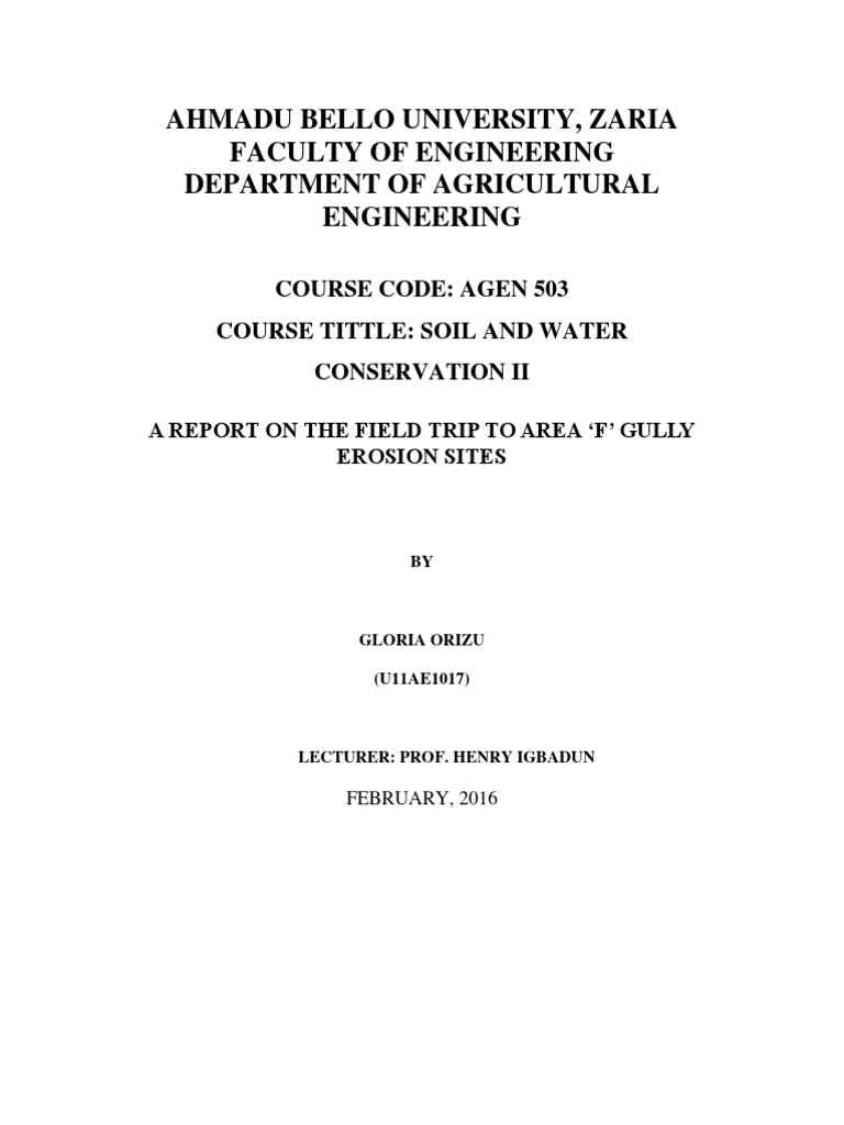 Gully Excursion Report | PDF | Erosion | Surface Runoff