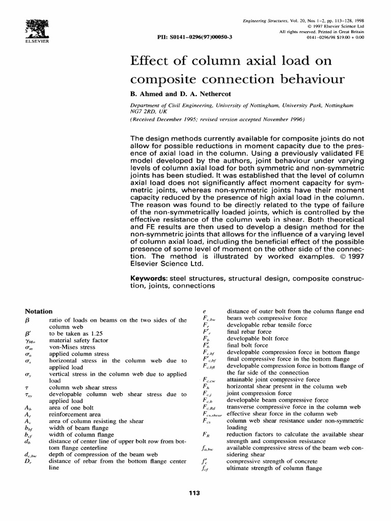 Effect of Column Axial Composite Connection Behaviour: Load On | PDF ...