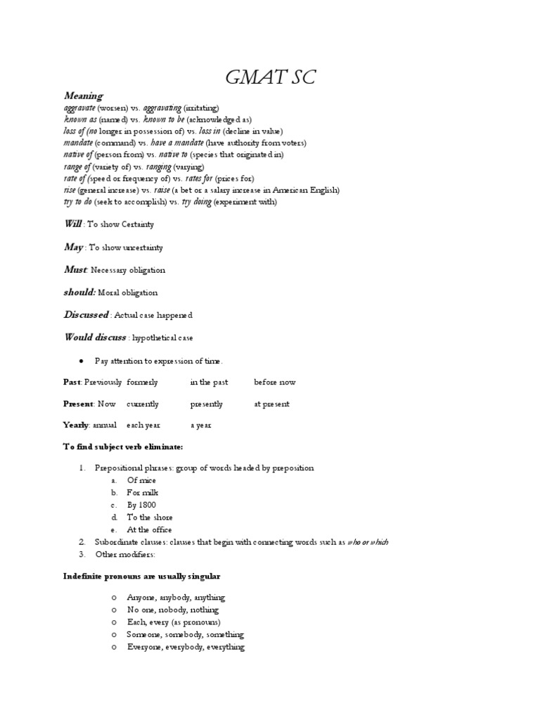 Gmat SC: Meaning | PDF | Grammatical Number | Pronoun