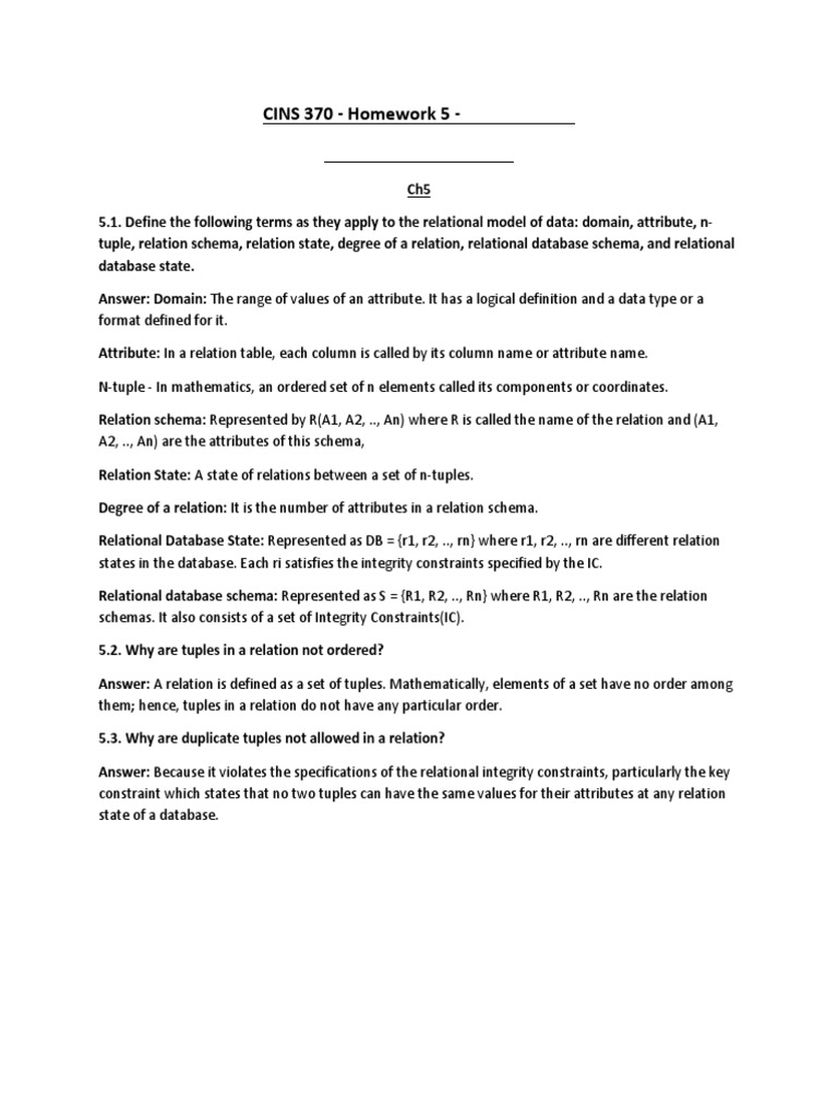 HW5 | PDF | Relational Model | Sql