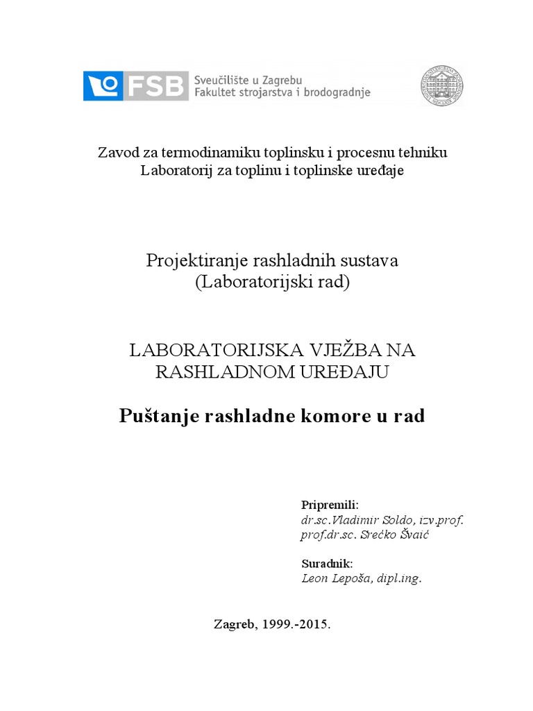09 04 2016 24772 Laboratorijska Vjezba Na Rashladnoj Komori | PDF