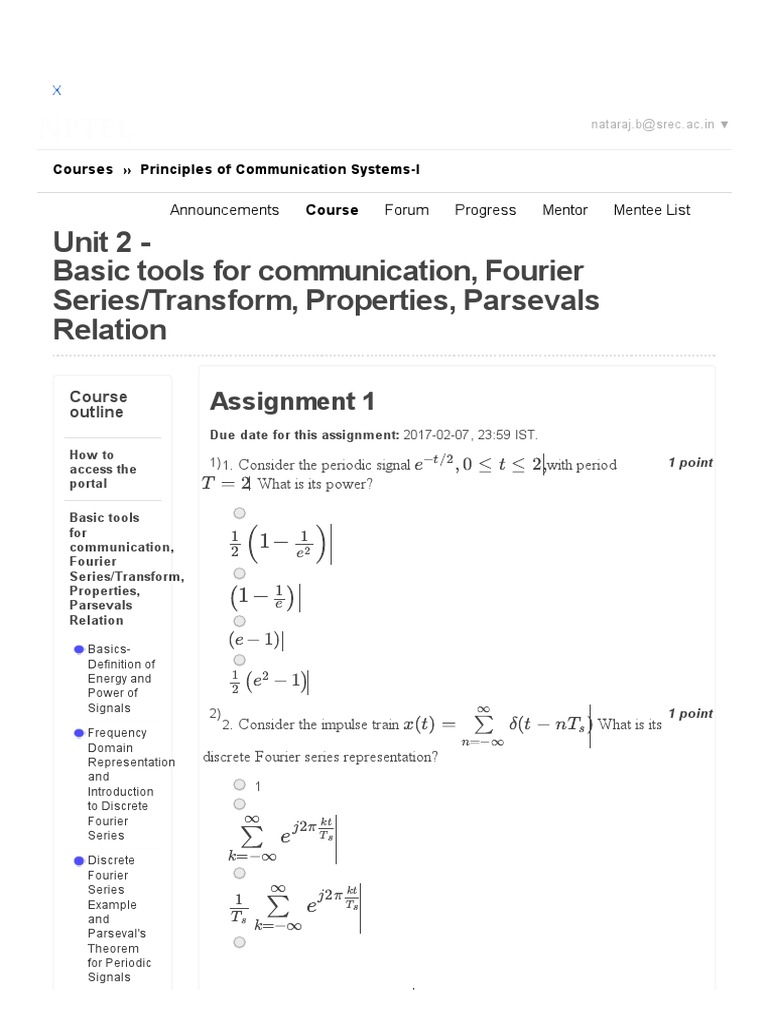 Principles of Communication Systems-I - Unit 2 - Basic Tools For ...